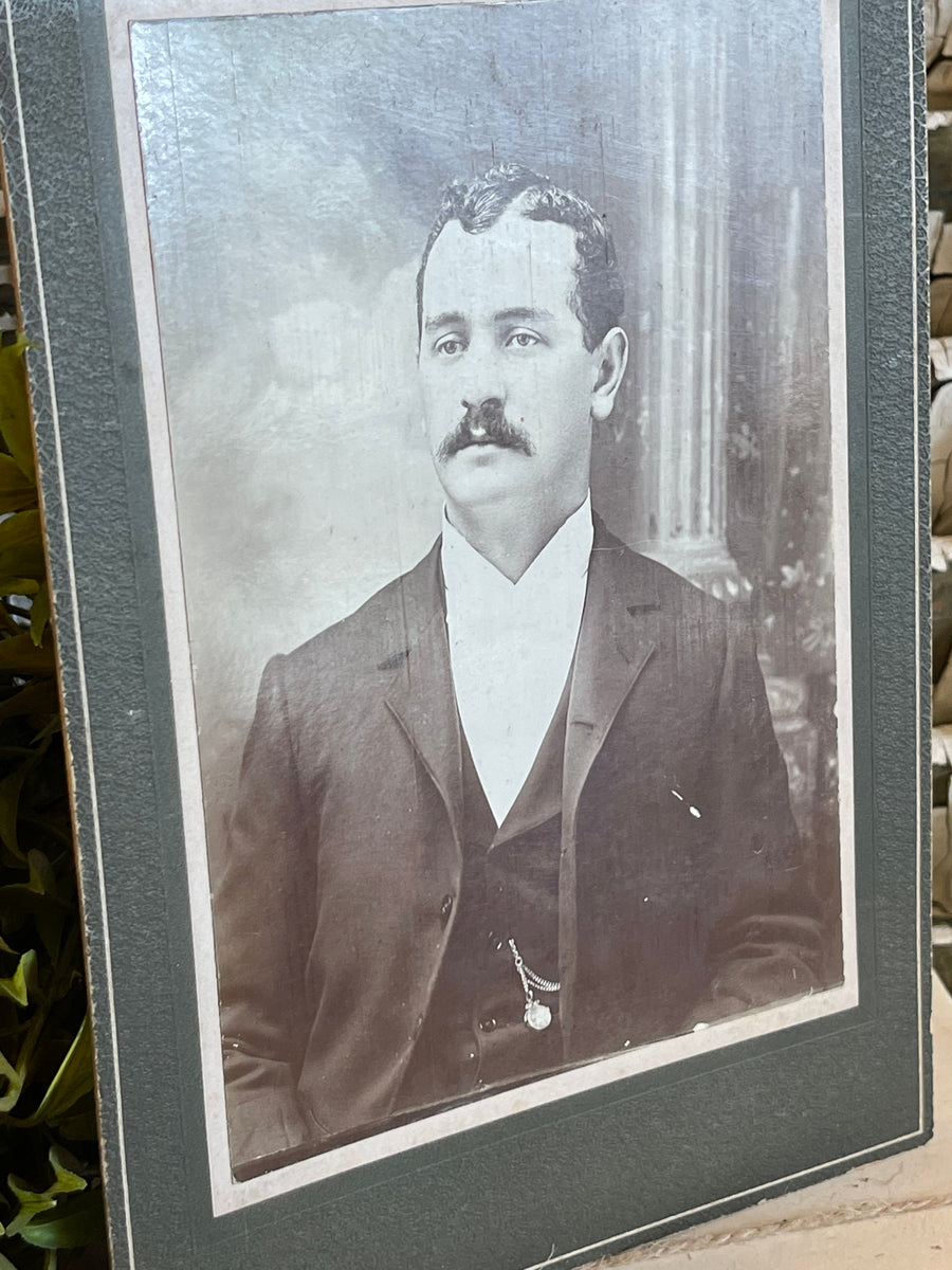 Vintage Photo Card of Polished Man – The Gentleman's Stache, DBA Mercantile 1858