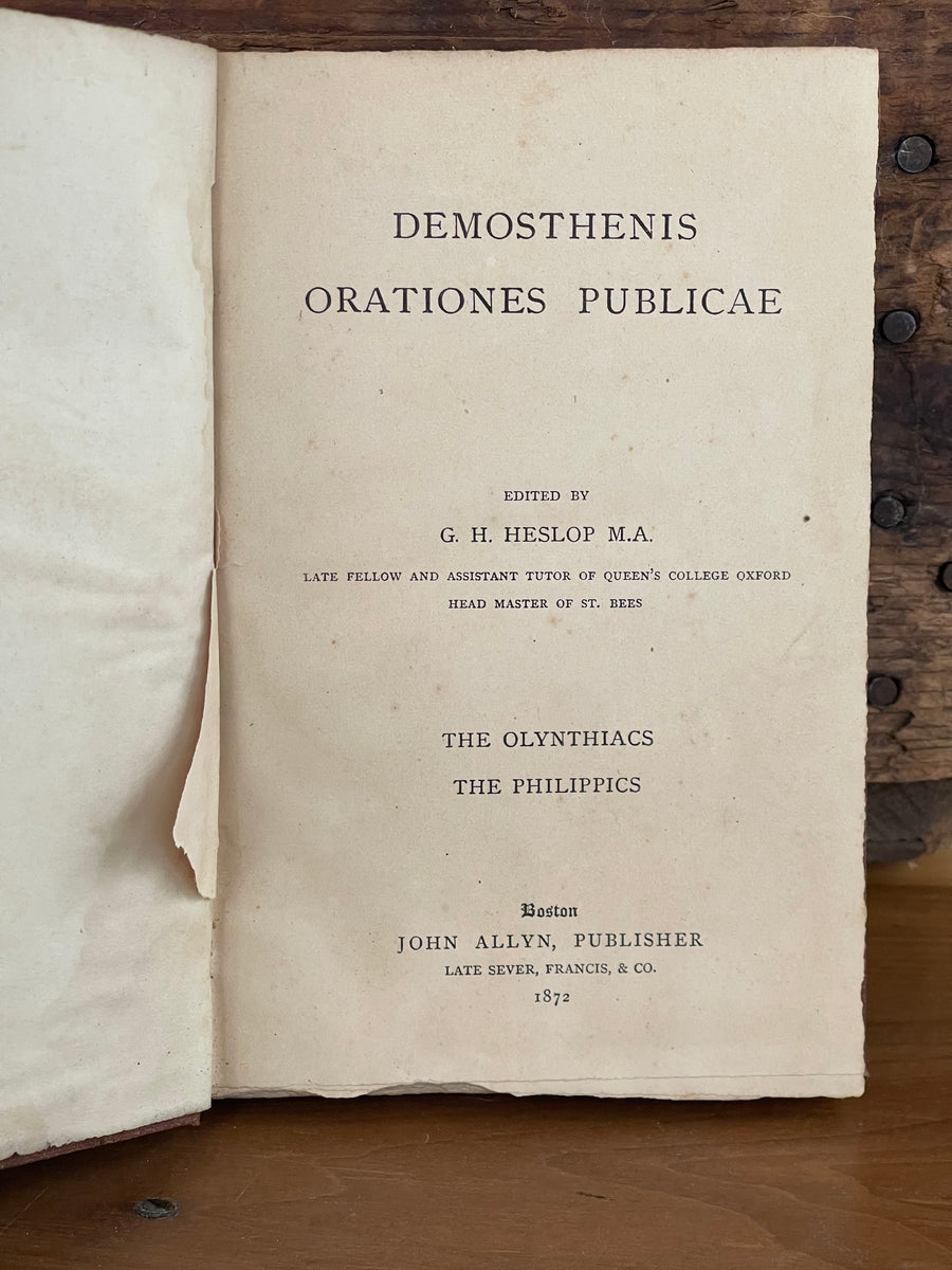 Antique Greek Book Demosthenis Orationes Publicae 1872 – The Gentleman ...