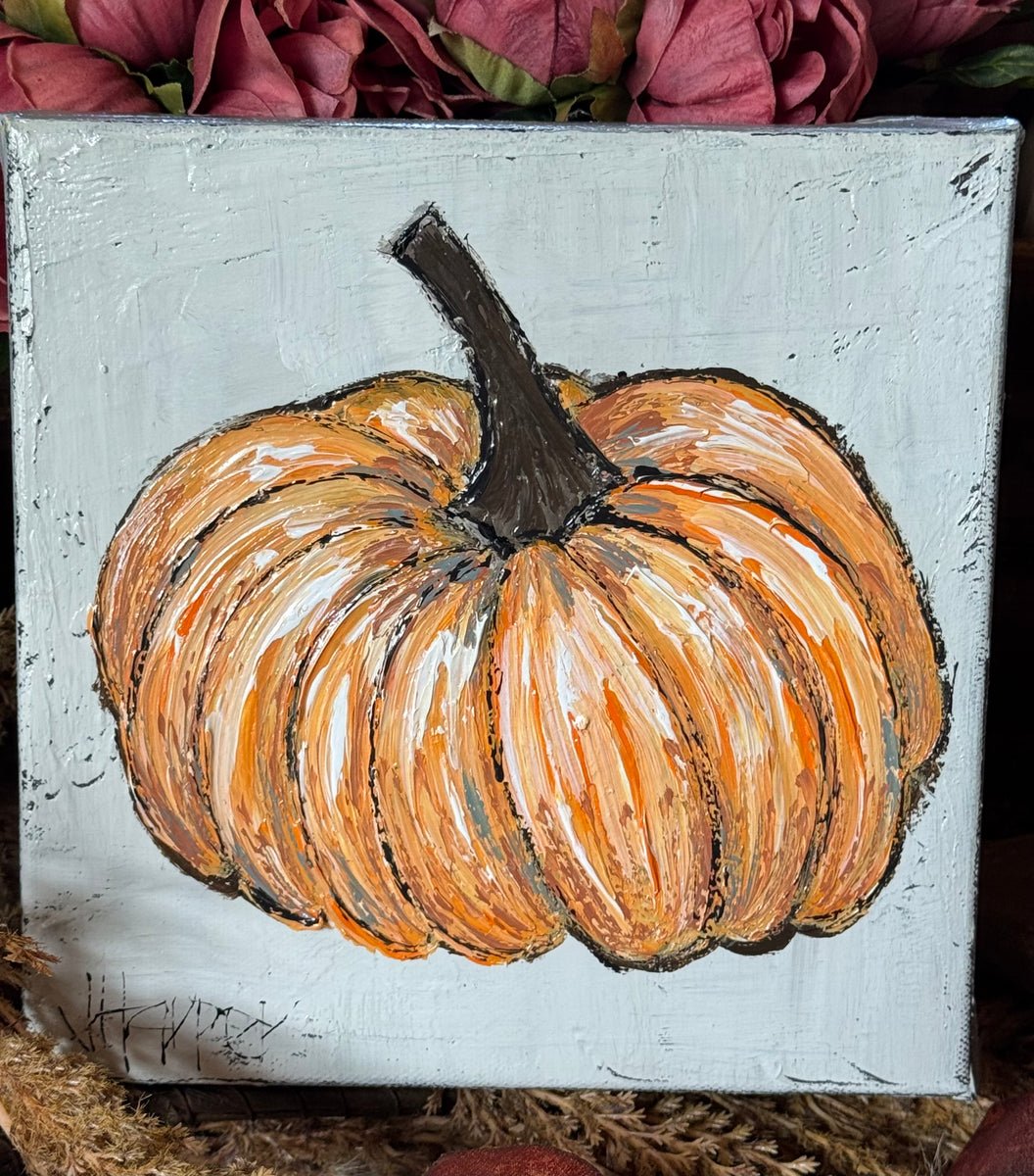 Jill Harper 8" Pumpkin Canvas Art – The Gentleman's Stache, DBA ...