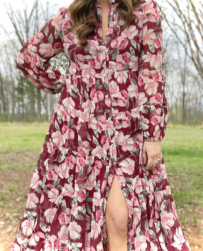 Magenta Floral Maxi/Duster – The Gentleman's Stache, DBA Mercantile 1858