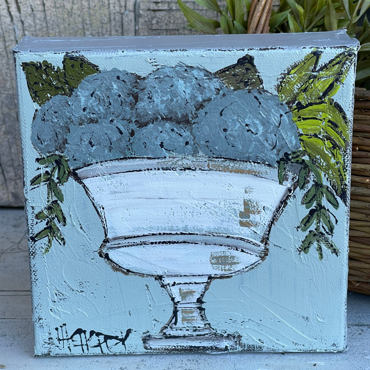 Jill Harper 6" Flowers In Milk Glass Compote Canvas Art – The Gentleman ...