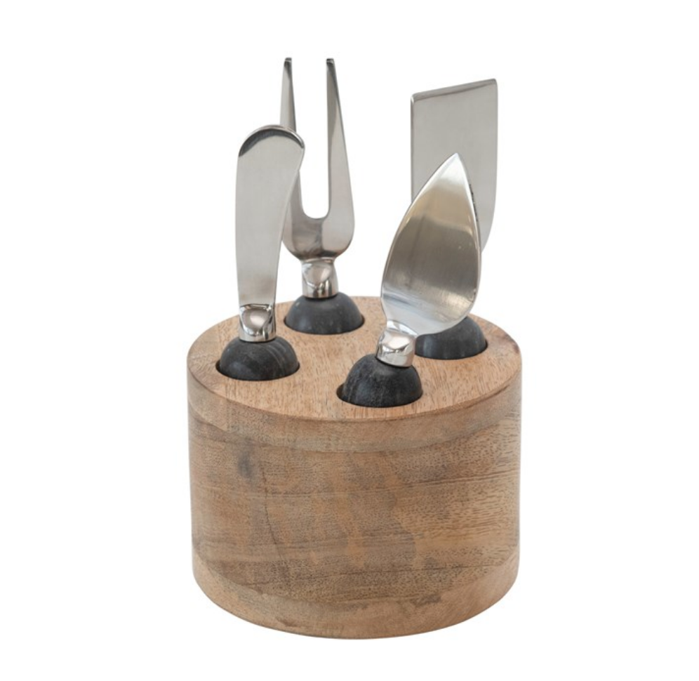 Mango Wood & Marble Cheese Server Set – The Gentleman's Stache, DBA ...