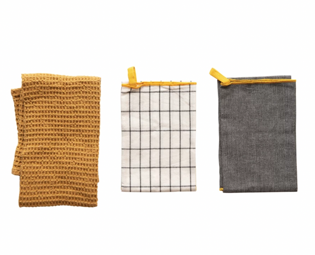 Mustard, Grid, & Grey Towel Set – The Gentleman's Stache, DBA ...